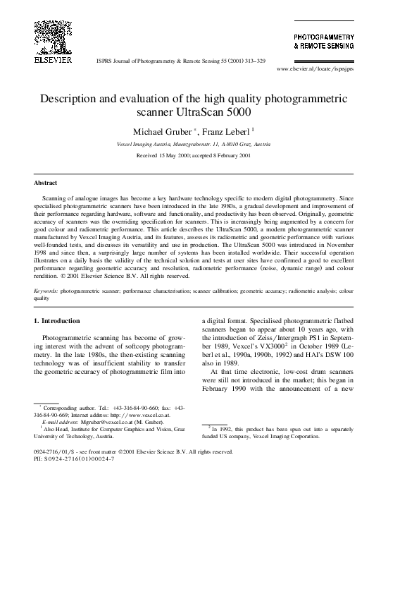 (PDF) Description and evaluation of the high quality photogrammetric ...
