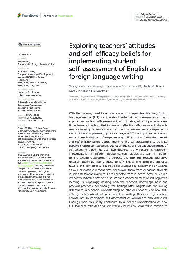 (PDF) Exploring teachers’ attitudes and self-efficacy beliefs for ...