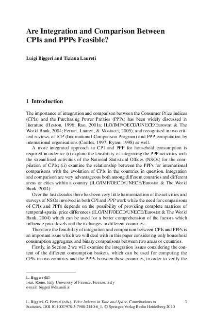 (PDF) Are Integration and Comparison Between CPIs and PPPs Feasible?