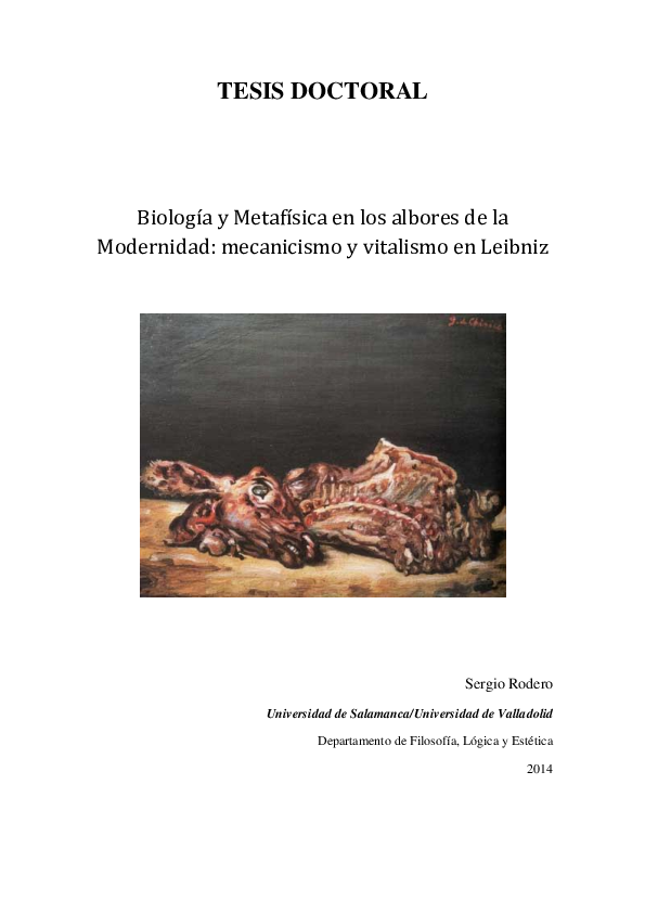 (PDF) Biología y Metafísica en los albores de la Modernidad ...