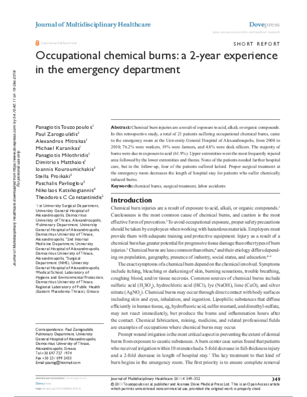 (PDF) Occupational chemical burns: a 2-year experience in the emergency ...