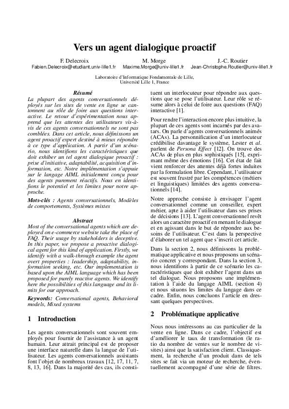 (PDF) Vers un agent dialogique proactif