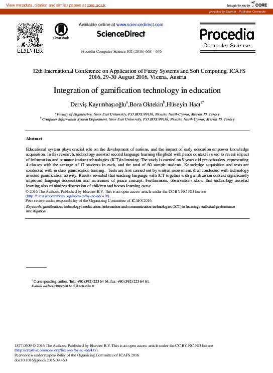 (PDF) Integration of Gamification Technology in Education