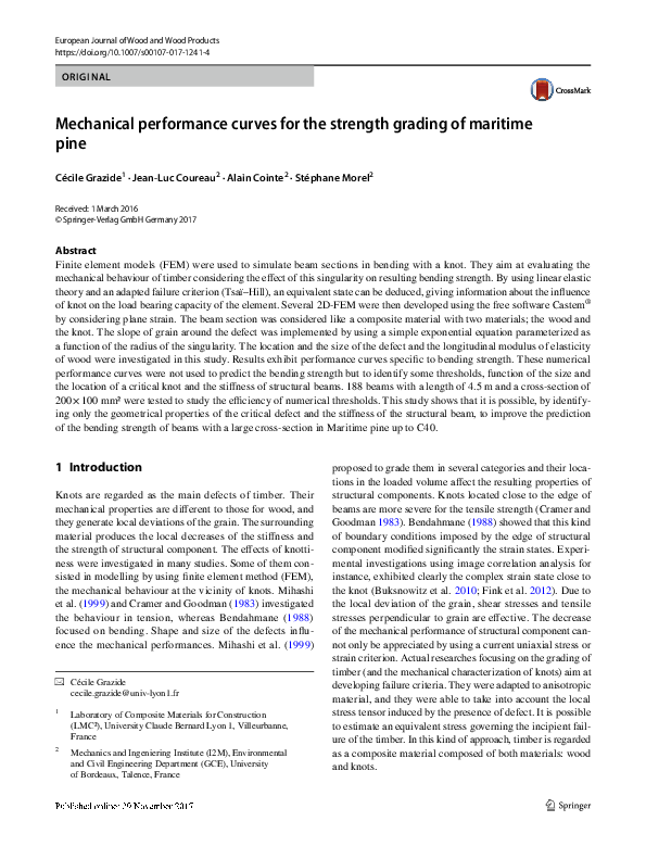 (PDF) Mechanical performance curves for the strength grading of ...