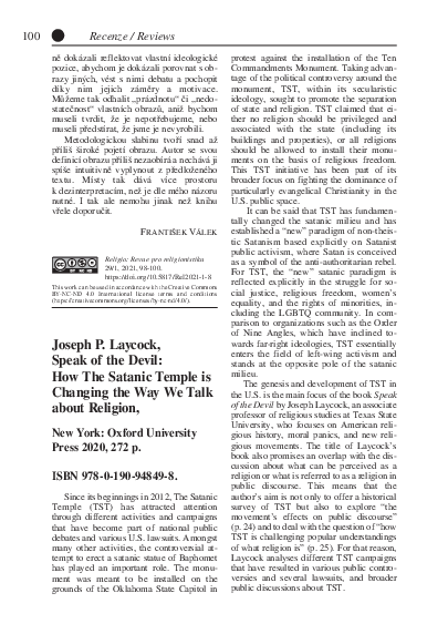 (PDF) [Laycock, Joseph P. Speak of the devil: how the satanic temple is ...
