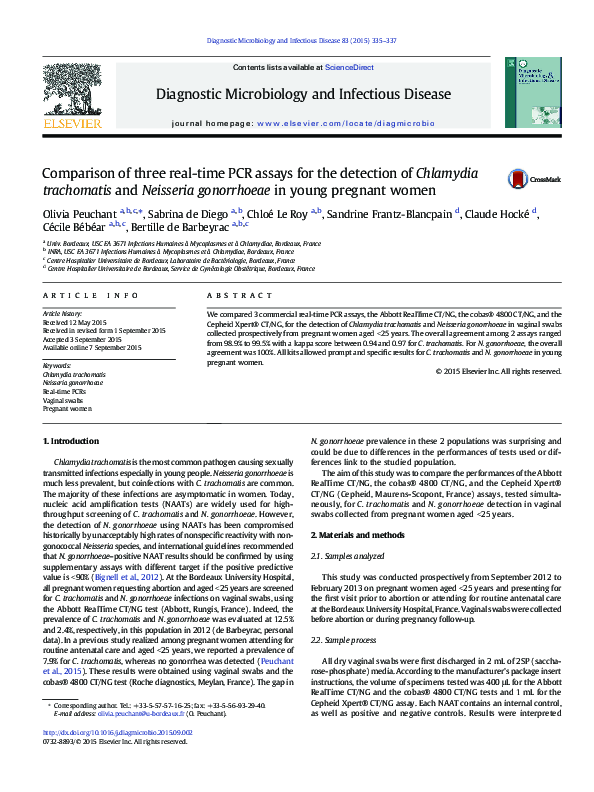 (PDF) Comparison of three real-time PCR assays for the detection of Chlamydia trachomatis and ...