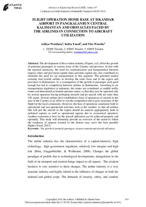 (PDF) Flight Operation Home Base at Iskandar Airport in Pangkalanbun ...