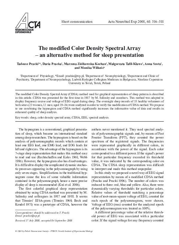 Pdf The Modified Color Density Spectral Array An Alternative Method