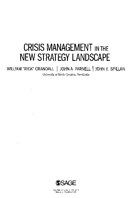 Pdf Crisis Management In The New Strategy Landscape