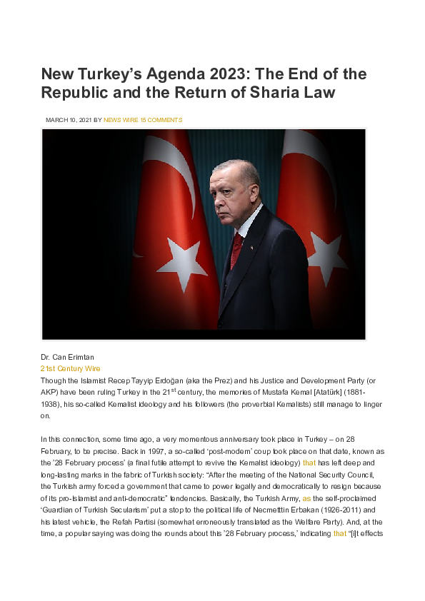 (PDF) New Turkey's Agenda 2023: The End of the Republic and the Return ...