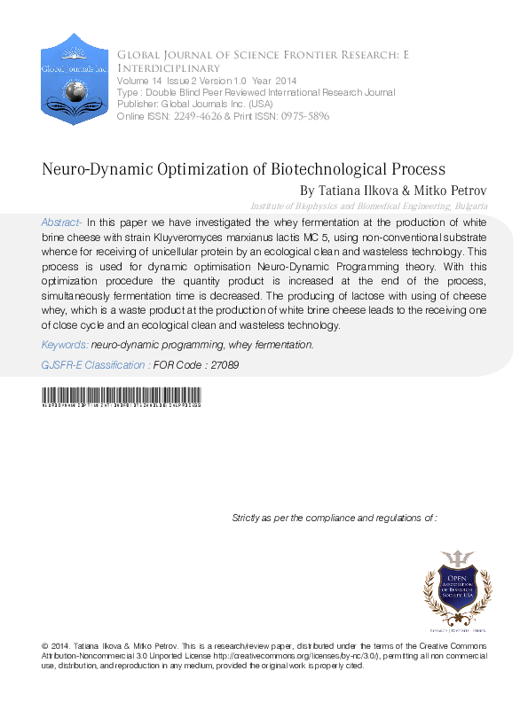 (PDF) Neuro-Dynamic Optimization of Biotechnological Process