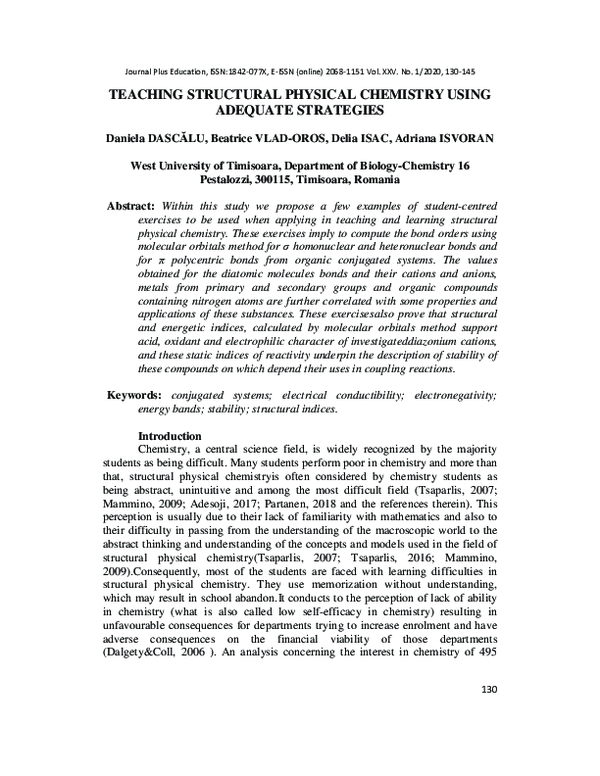 (PDF) Teaching Structural Physical Chemistry Using Adequate Strategies