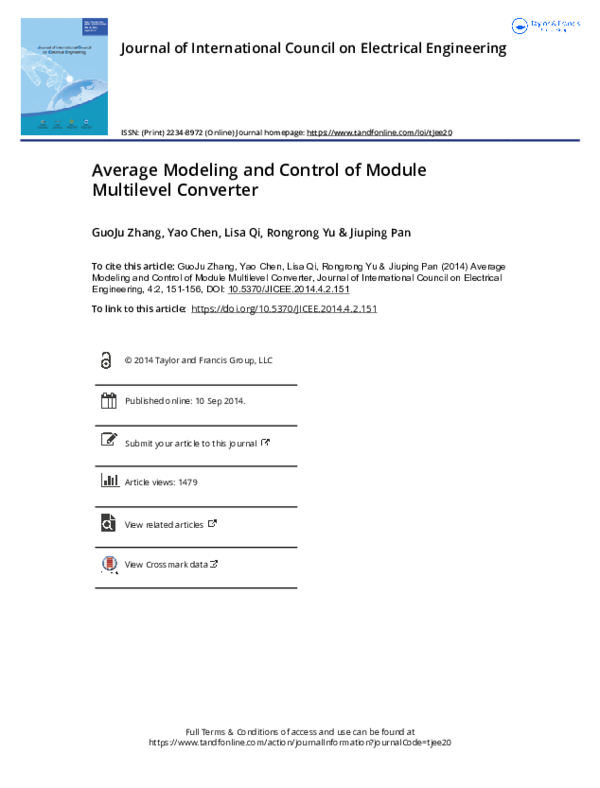 (PDF) Average Modeling and Control of Module Multilevel Converter