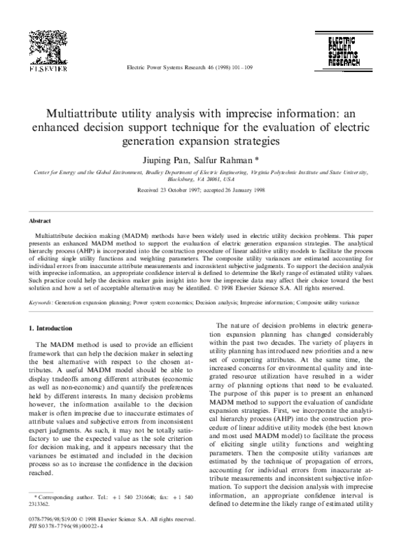 (PDF) Multiattribute utility analysis with imprecise information: an enhanced decision support ...