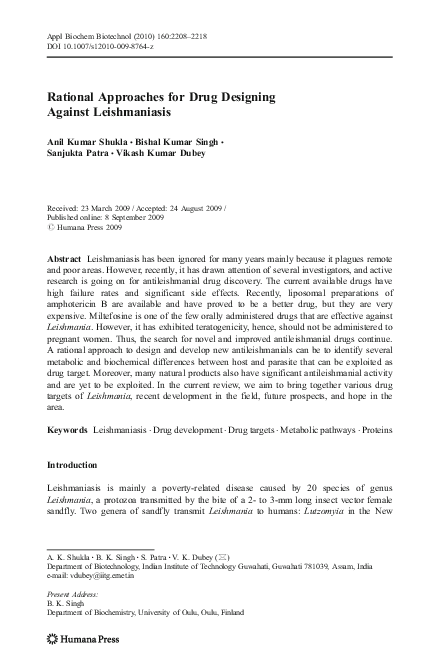 (PDF) Rational Drug Design Strategies for Leishmaniasis