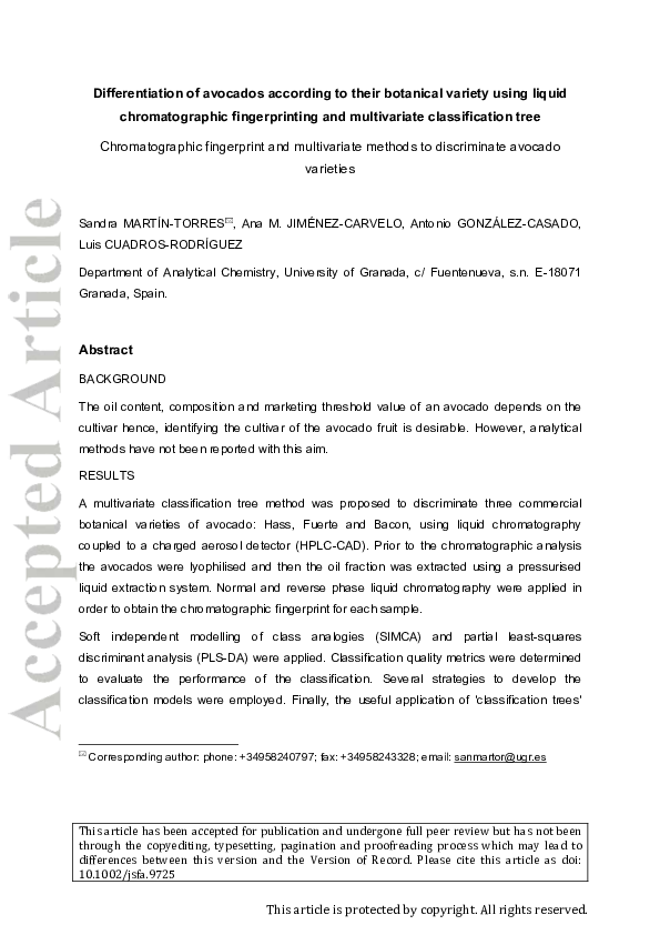 (PDF) Differentiation of avocados according to their botanical variety ...