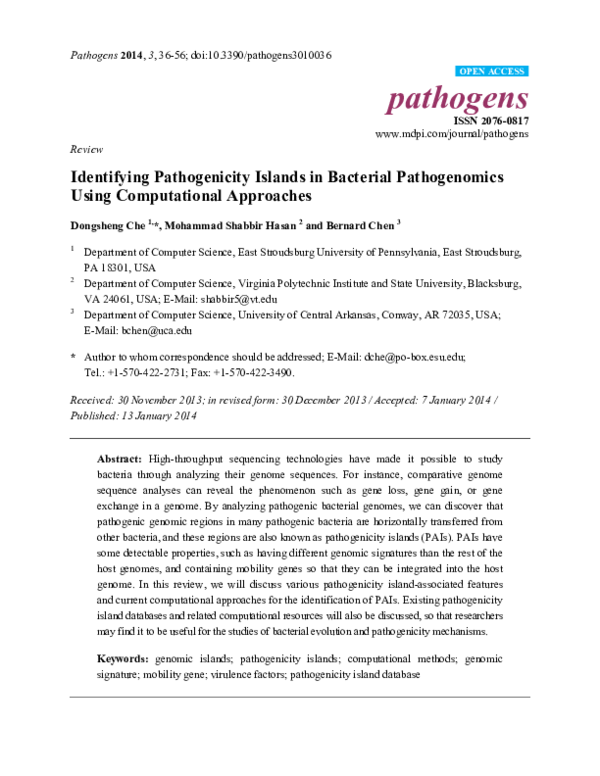 (PDF) Identifying Pathogenicity Islands in Bacterial Pathogenomics ...