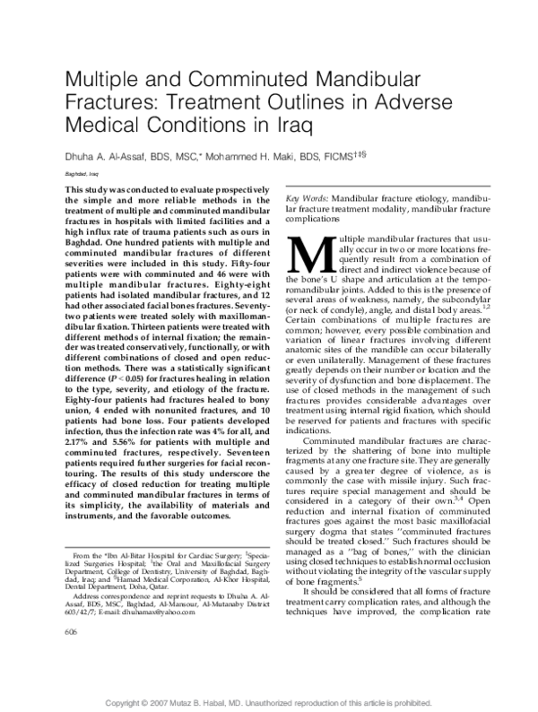 (PDF) Multiple and Comminuted Mandibular Fractures