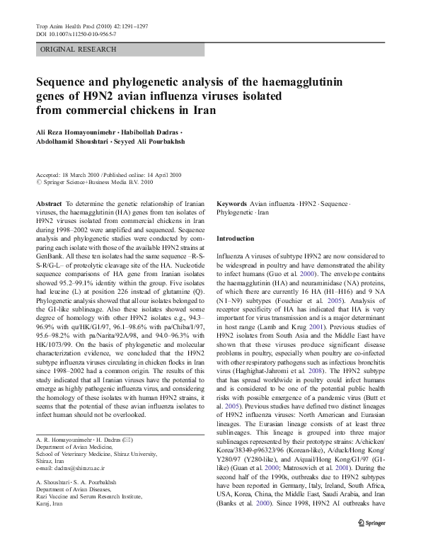 (PDF) Sequence and phylogenetic analysis of the haemagglutinin genes of ...