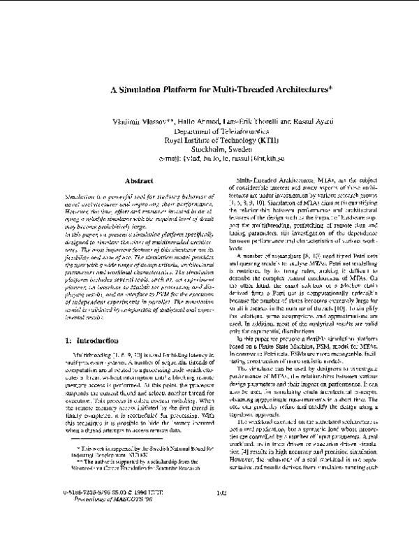 Pdf A Simulation Platform For Multi Threaded Architectures Hana Ahmed 1497