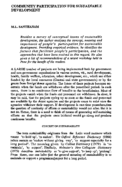 (PDF) Community Participation for Sustainable Development