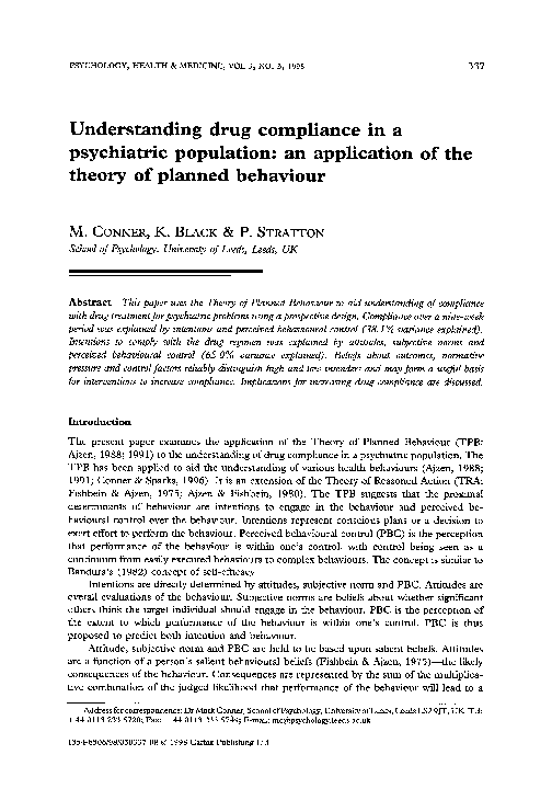 (PDF) Understanding drug compliance in a psychiatric population: An ...