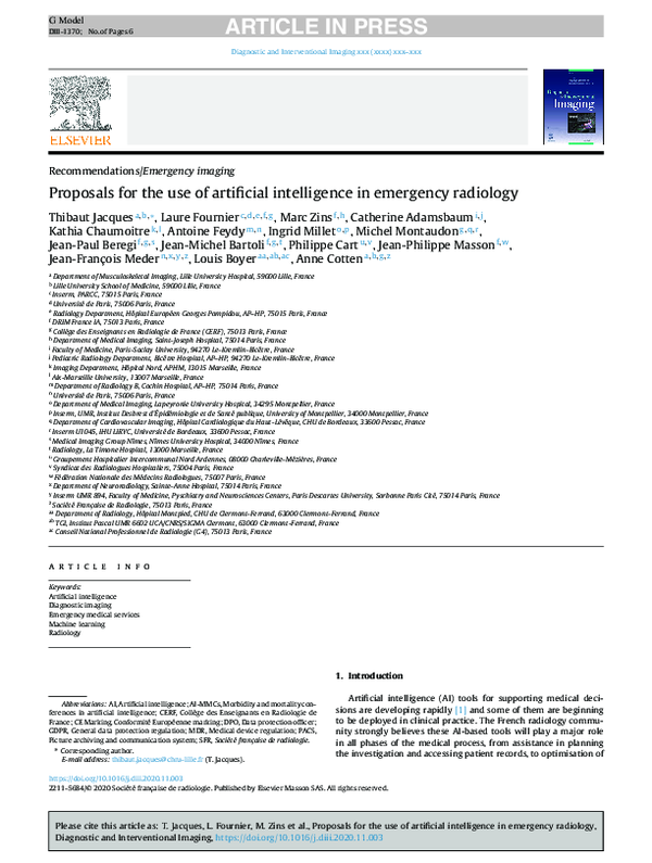 Pdf Proposals For The Use Of Artificial Intelligence In Emergency