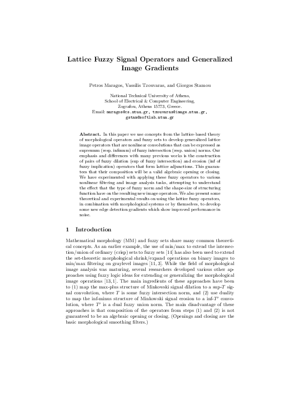 Pdf Lattice Fuzzy Signal Operators And Generalized Image Gradients Vassilis Tzouvaras 9936