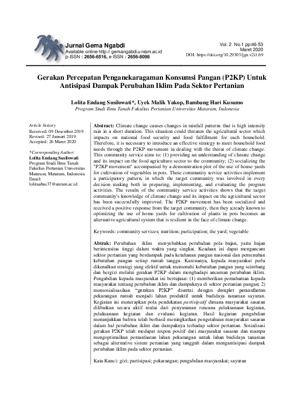 (PDF) Gerakan Percepatan Penganekaragaman Konsumsi Pangan (P2KP) Untuk ...