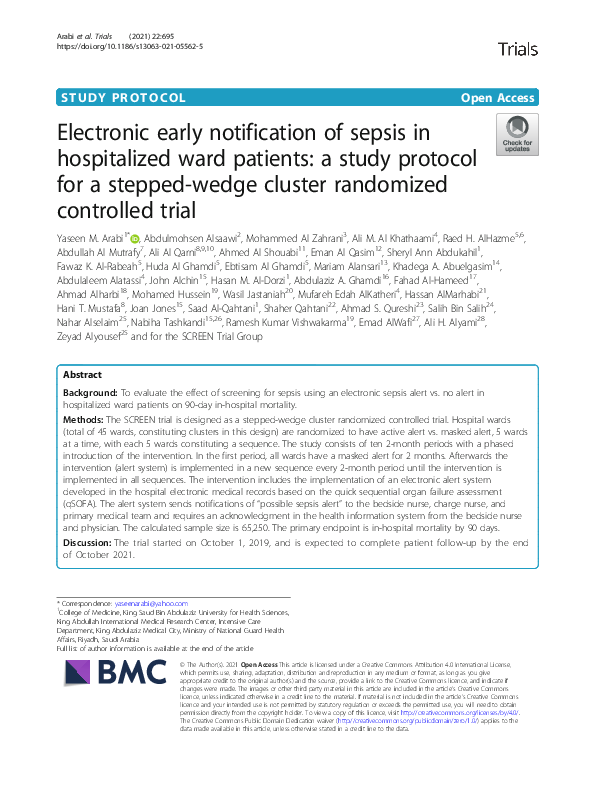 (PDF) Electronic early notification of sepsis in hospitalized ward patients: a study protocol ...