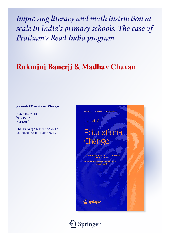 (PDF) Improving literacy and math instruction at scale in India’s ...