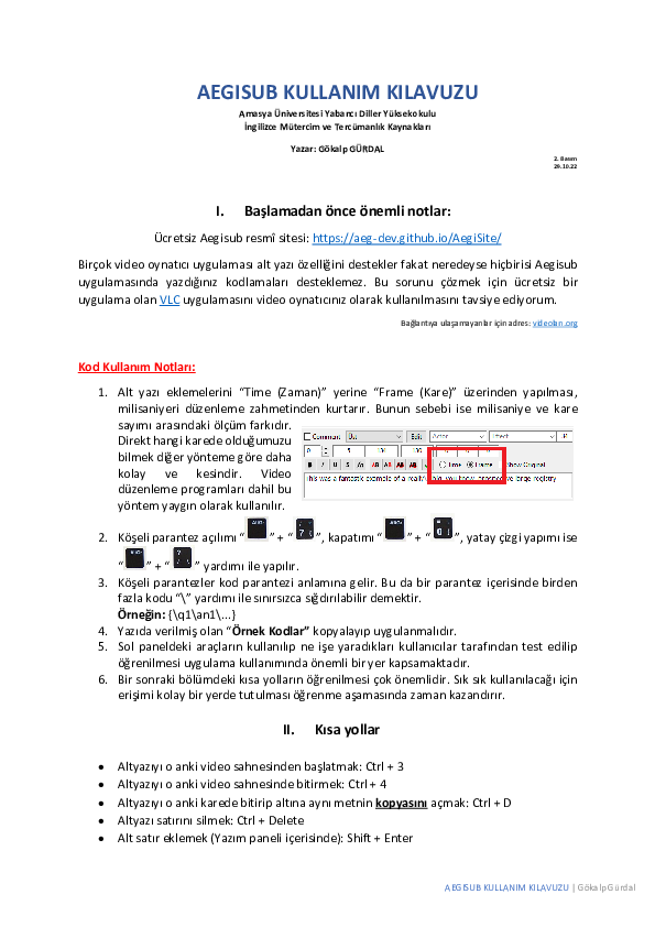 (PDF) Aegisub Kullanım Kılavuzu
