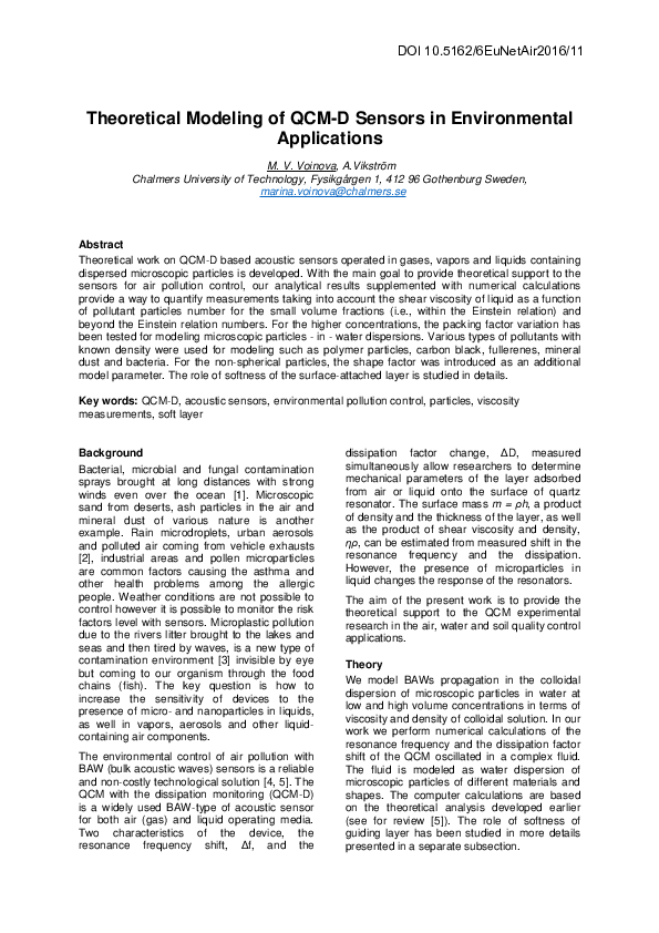 (PDF) 11 - Theoretical Modeling of QCM-D Sensors in Environmental ...
