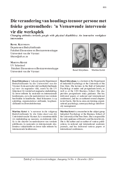 (PDF) Die verandering van houdings teenoor persone met fisieke ...