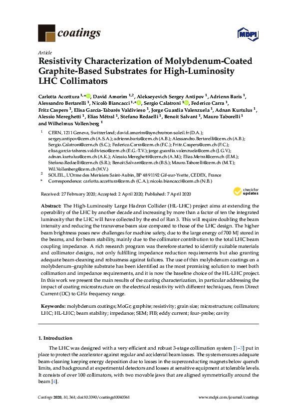(PDF) Resistivity Characterization of Molybdenum-Coated Graphite-Based ...