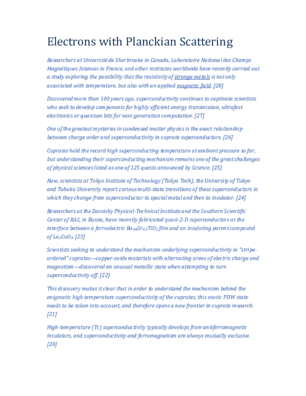 (PDF) Electrons with Planckian Scattering | George Rajna - Academia.edu