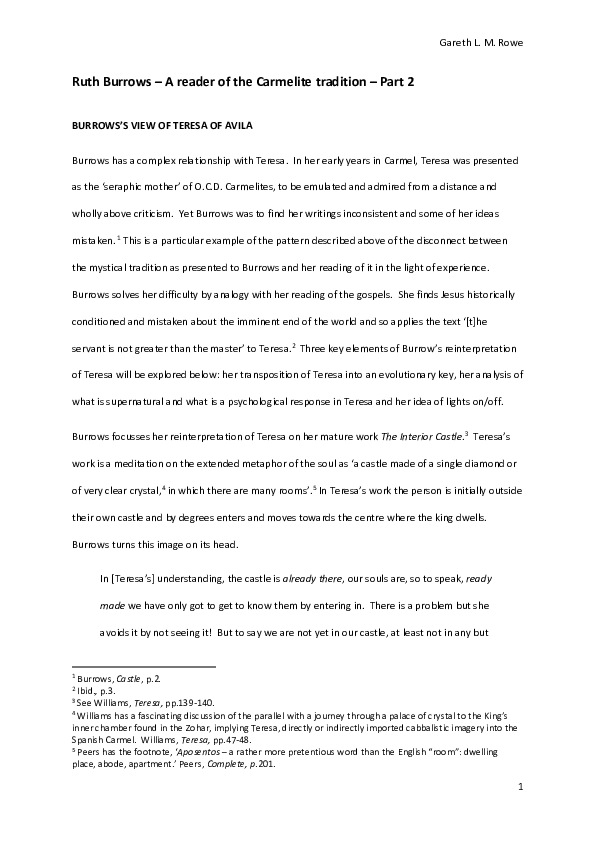 (PDF) Ruth Burrows -A reader of the Carmelite tradition -Part 2