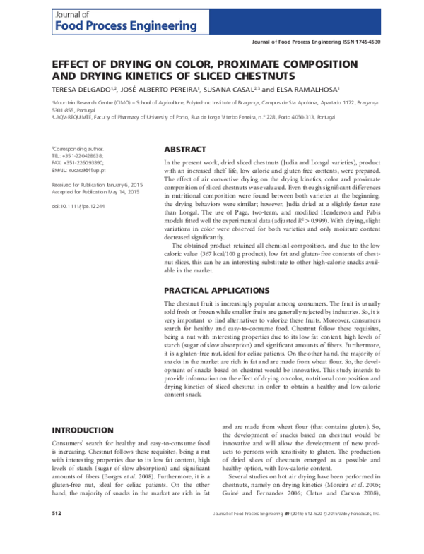 Pdf Effect Of Drying On Color Proximate Composition And Drying