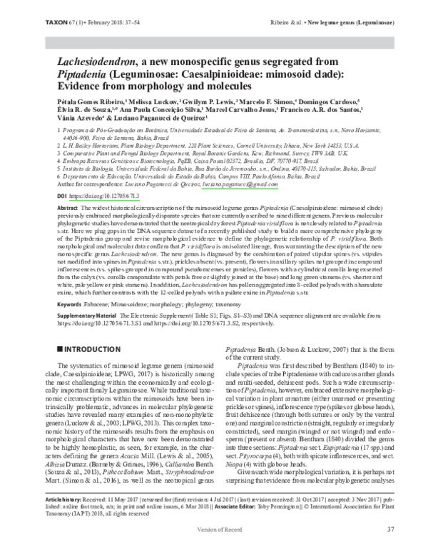 (PDF) Lachesiodendron , a new monospecific genus segregated from ...