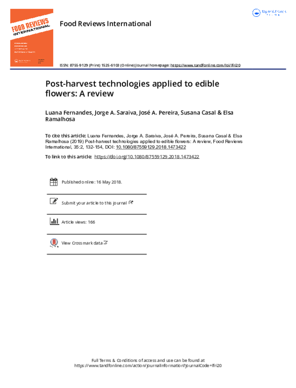 (PDF) Post-harvest technologies applied to edible flowers: A review