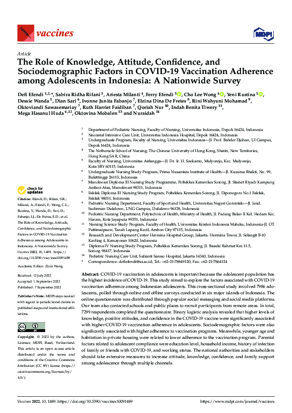 (PDF) The Role of Knowledge, Attitude, Confidence, and Sociodemographic Factors in COVID-19 ...