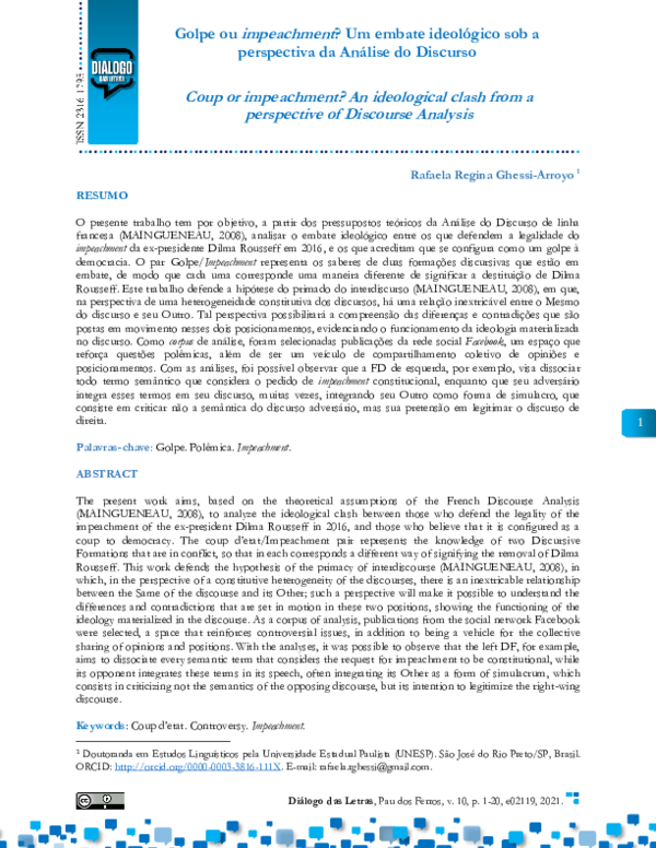 (PDF) GOLPE OU IMPEACHMENT? UM EMBATE IDEOLÓGICO SOB A PERSPECTIVA DA ...
