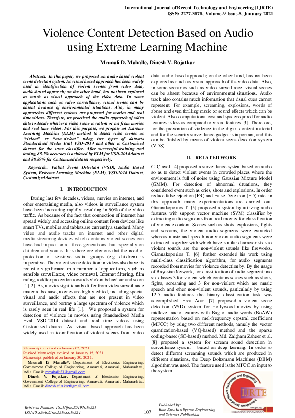 (PDF) Violence Content Detection Based on Audio using Extreme Learning ...