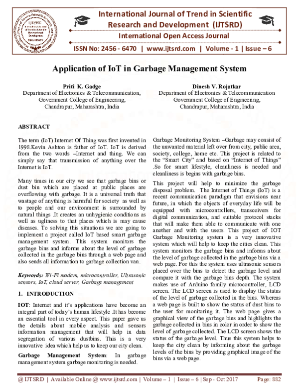 (PDF) IoT-Based Garbage Management System