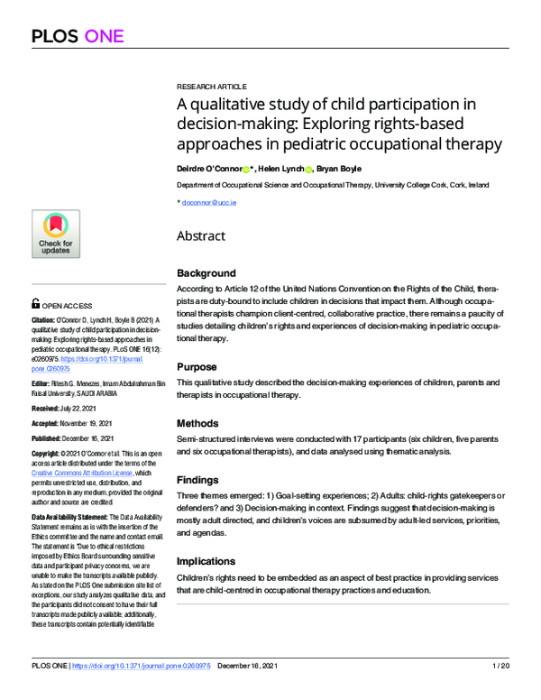 (PDF) A qualitative study of child participation in decision-making ...