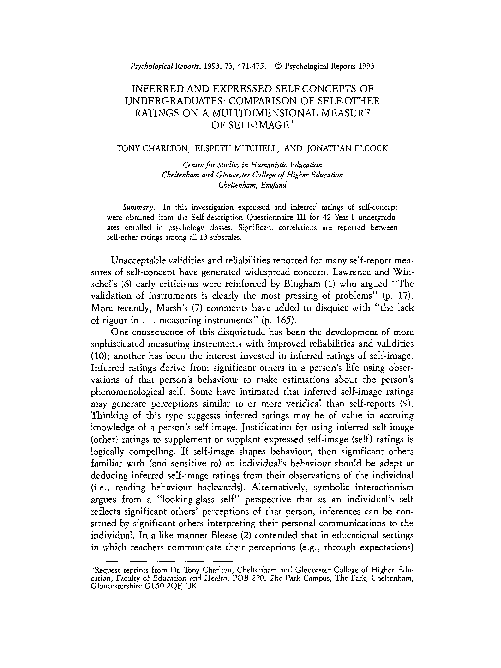 (PDF) Inferred and Expressed Self-Concepts of Undergraduates ...