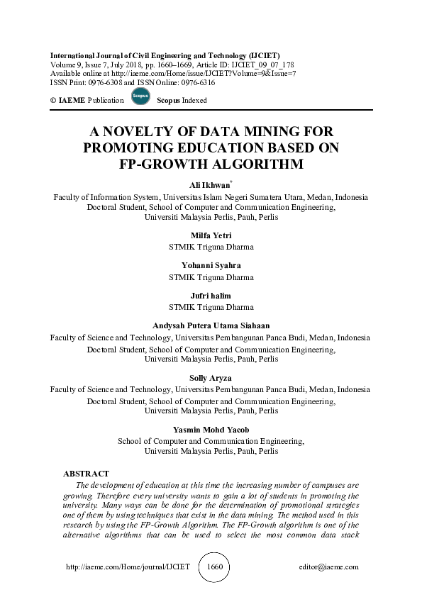 (PDF) A Novelty of Data Mining for Promoting Education based on FP-Growth Algorithm