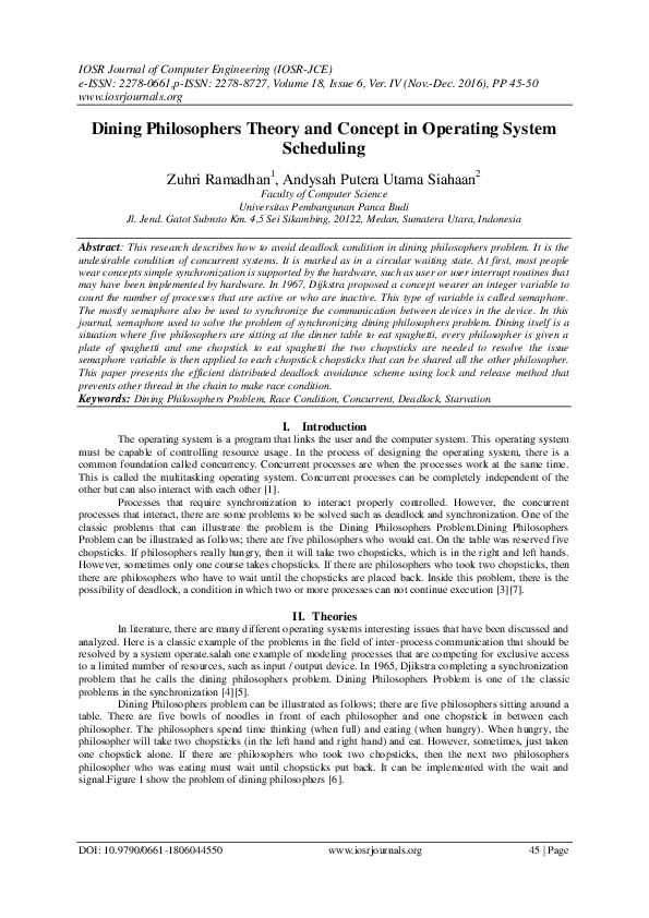 (PDF) Dining Philosophers Theory and Concept in Operating System Scheduling