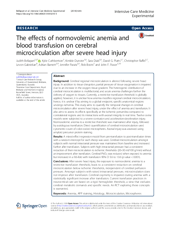 (PDF) The effects of normovolemic anemia and blood transfusion on ...