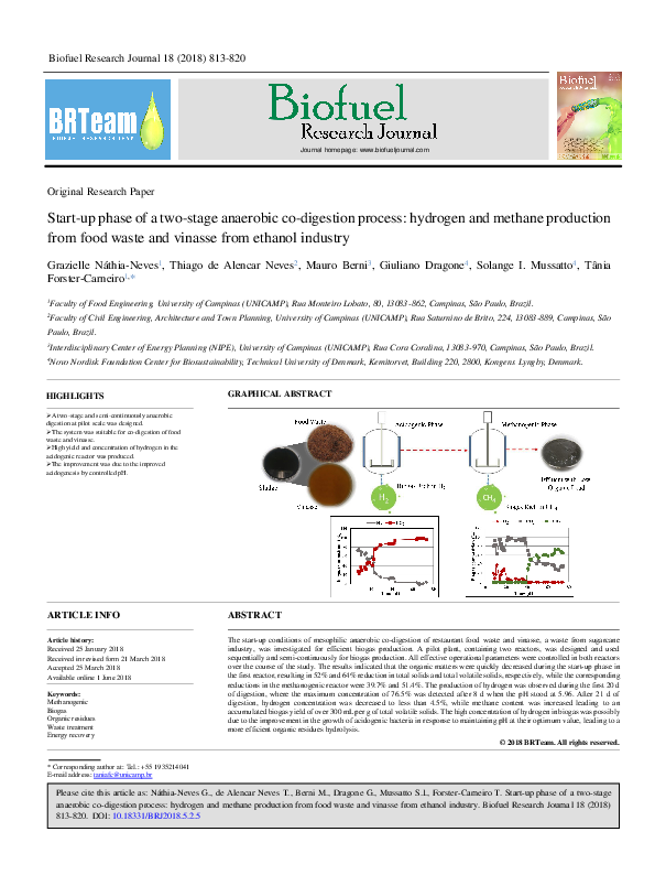 (PDF) Start-up phase of a two-stage anaerobic co-digestion process: hydrogen and methane ...